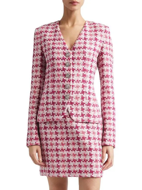 St. John Suzy Ritz Tweed Jacket - Peony/magenta Metallic Multi