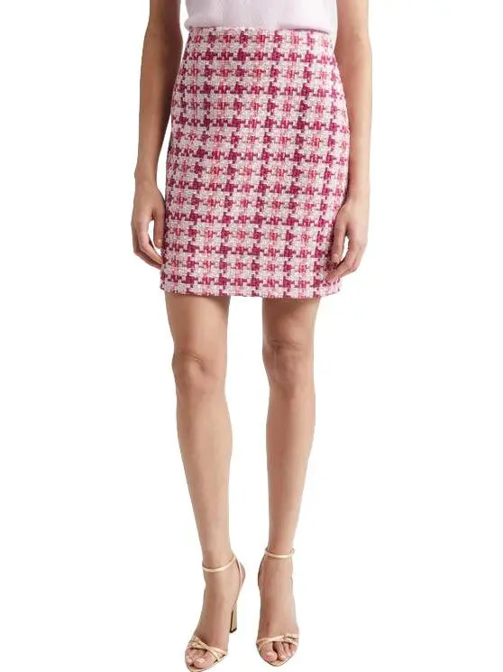 St. John Skyler Ritz Metallic Tweed Skirt - Peony/magenta Metallic Multi