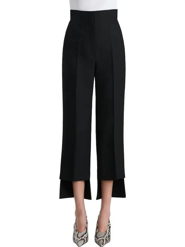 Khaite Rae Bonded Crepe Step Hem Cigarette Crop Pants - Black