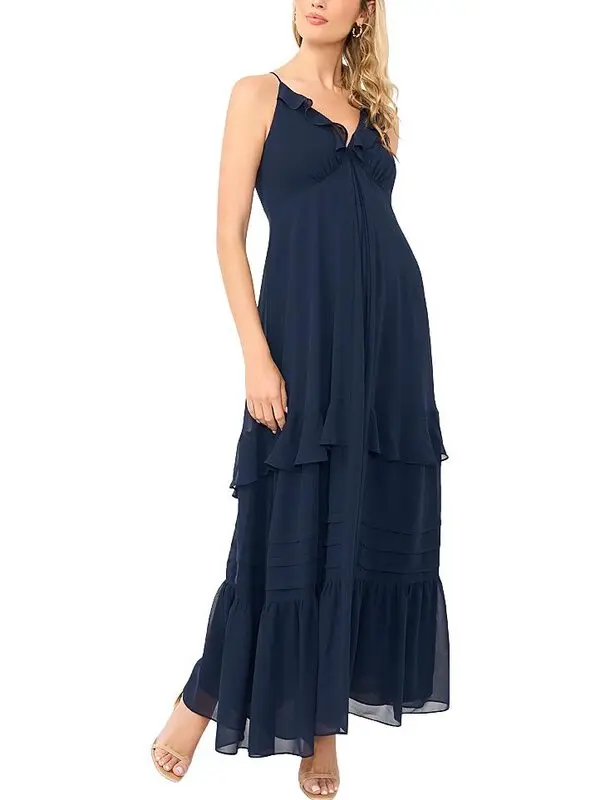 1.State Ruffle Trim Babydoll Maxi Dress - Indigo Night