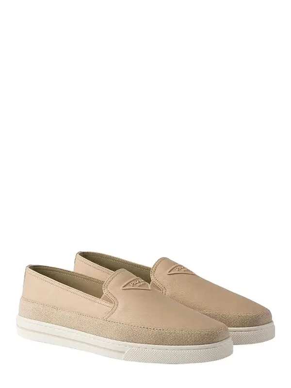 Prada Cotton Canvas Slip-on Loafers - Neutral