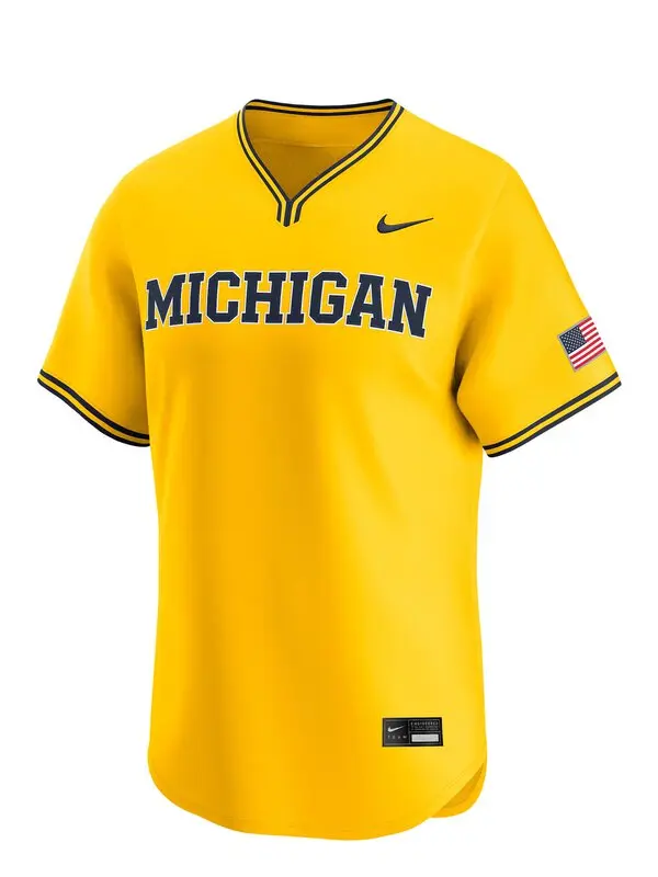 Nike Michigan Wordmark College Limited Baseball Jersey - Yellow