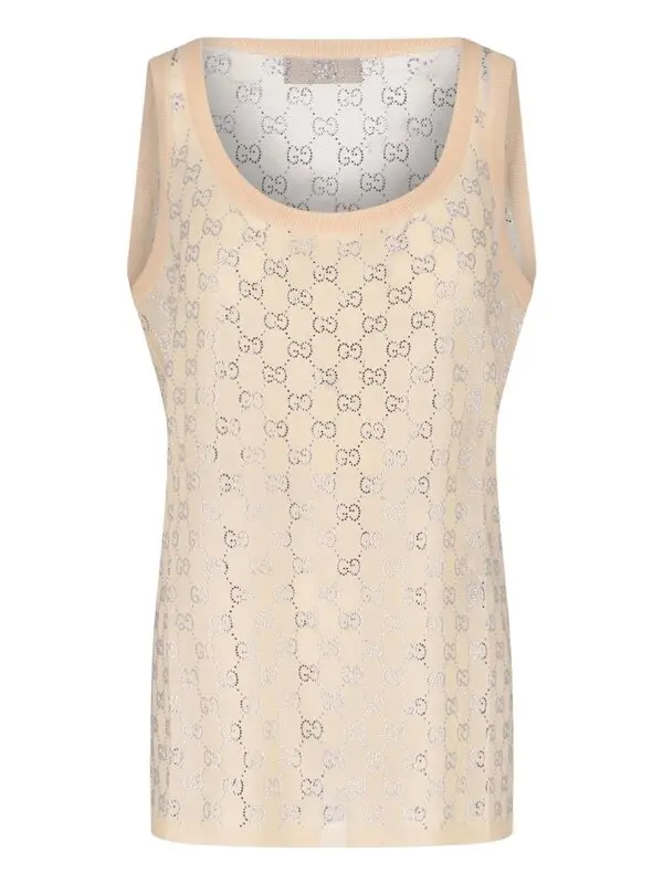 Gucci Silk Top With Crystals - Pink