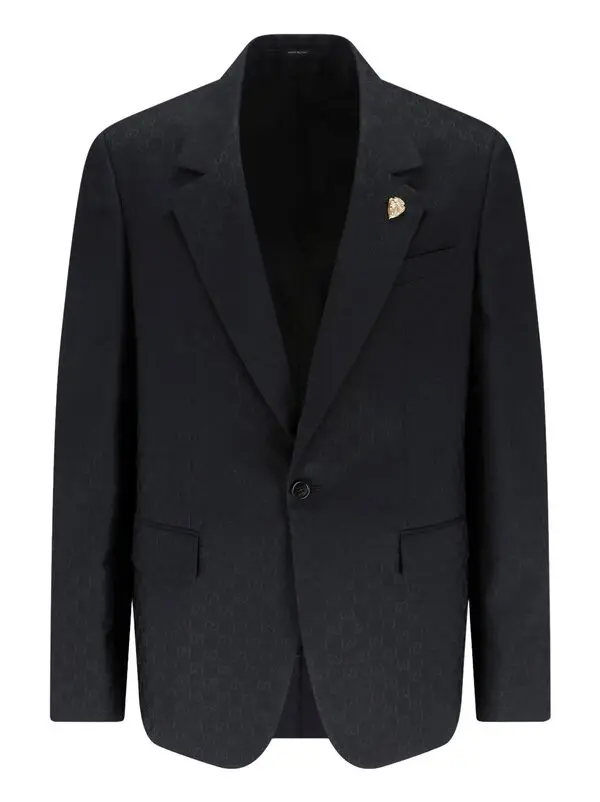 Gucci Single-breasted Wool Blend Blazer "gg - Black