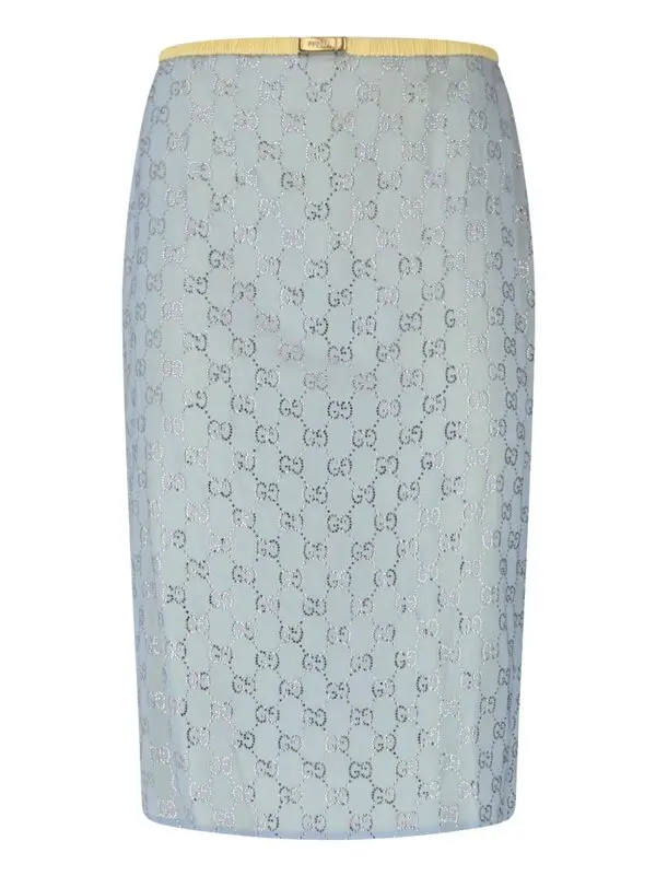 Gucci Sheath Skirt With Crystals - Light Blue