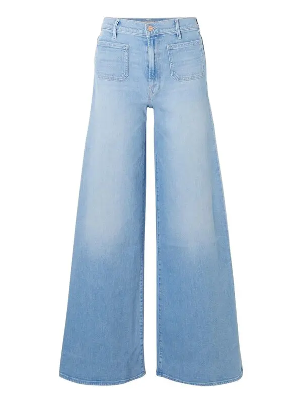 MOTHER The Patch Pocket Undercover Sneak High-rise Wide-leg Jeans - Light Blue Wash
