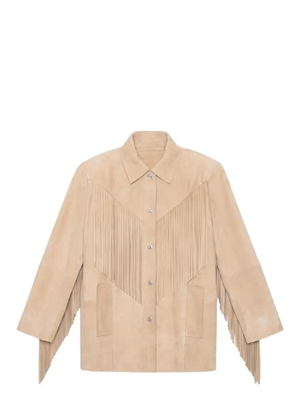 STAND STUDIO Estee Fringe Goat Suede Jacket - Sand