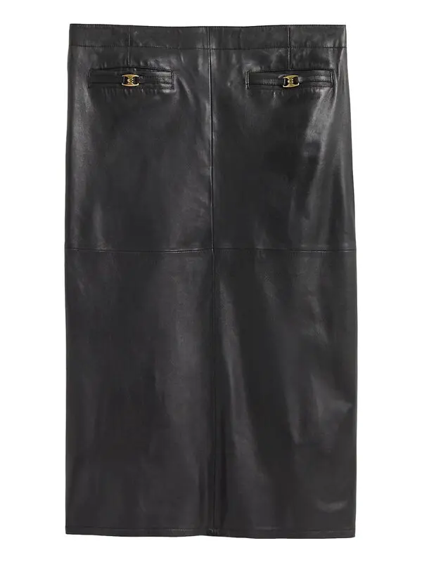 COACH Restored Heritage C Long Leather Skirt - Black