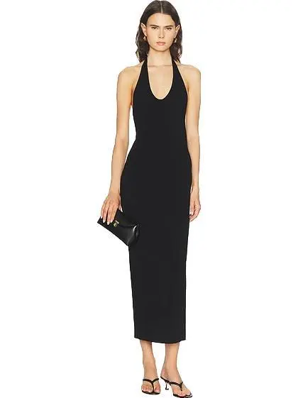 TOTEME Compact Knit Halter Maxi Dress - Black