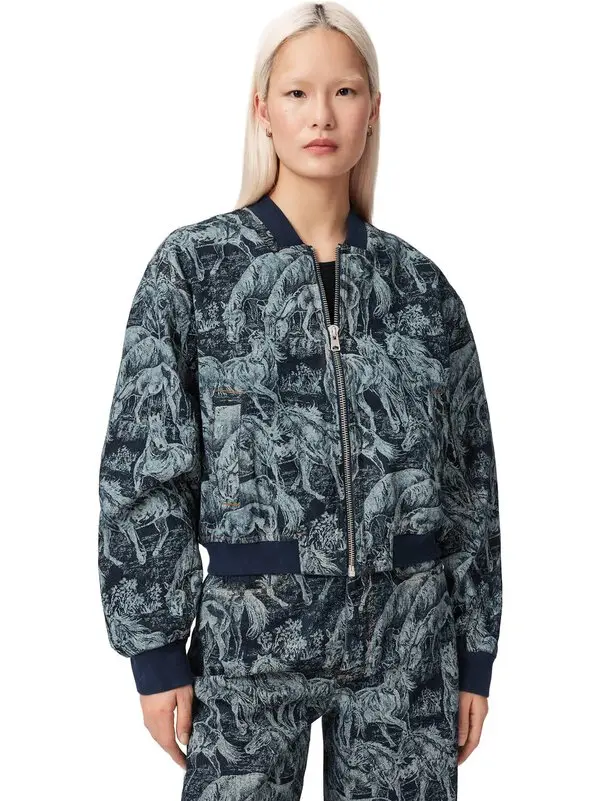 ALLSAINTS Kaytra Printed Denim Bomber - Printed Indigo