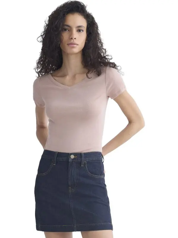 Everlane Tissue V-neck Top - Dusty Rose