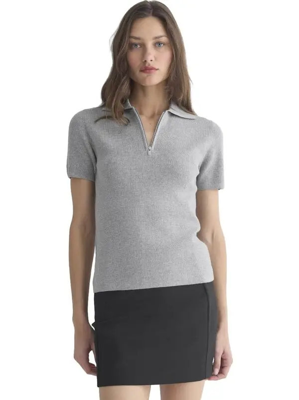 Everlane Knit Quarter-zip Polo Sweater - Light Heathered Grey
