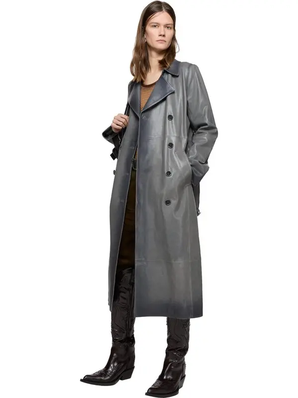 Acne Studios Leather Trenchcoat - Anthracite Grey