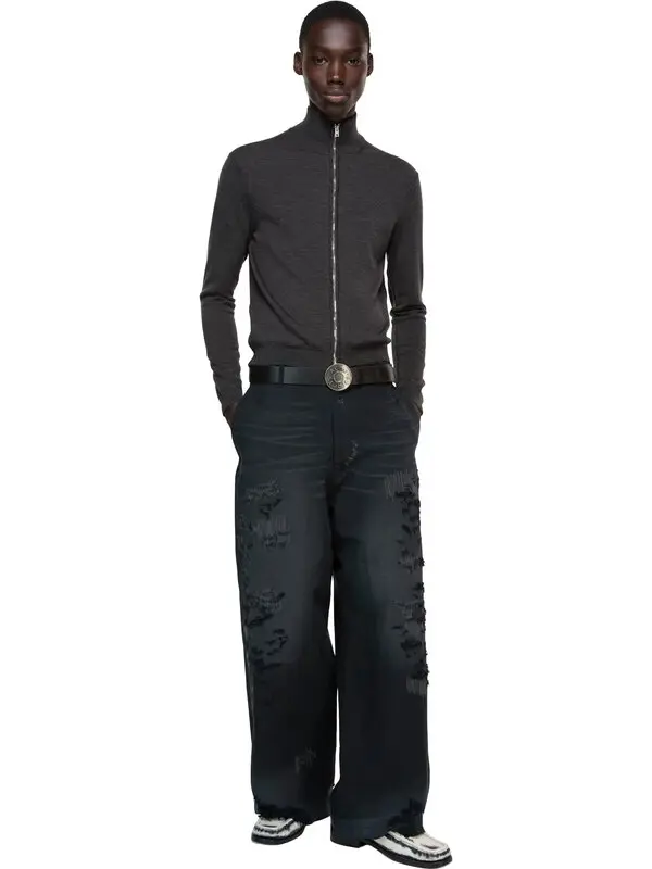 Acne Studios Regular Fit Mended Trousers - Black