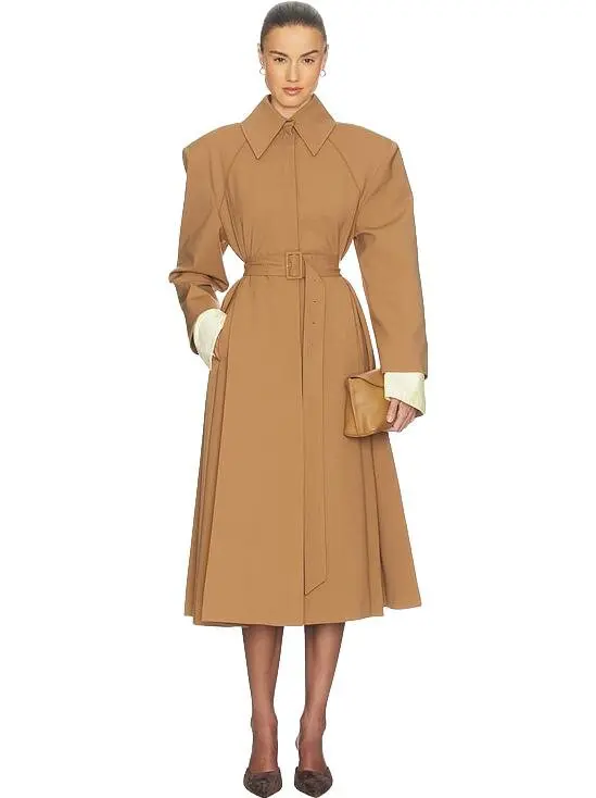 HELSA Wool Blend Midi Trench - Nutmeg