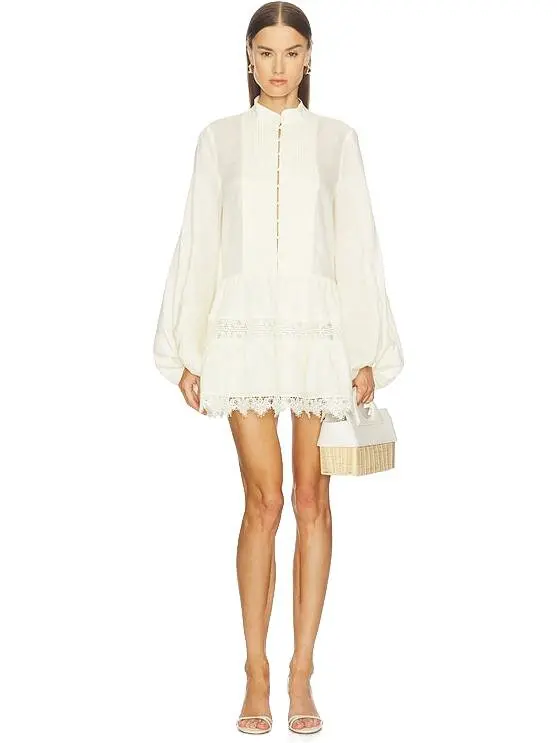 Bardot Antonia Lace Trim Mini Dress - Eggnog