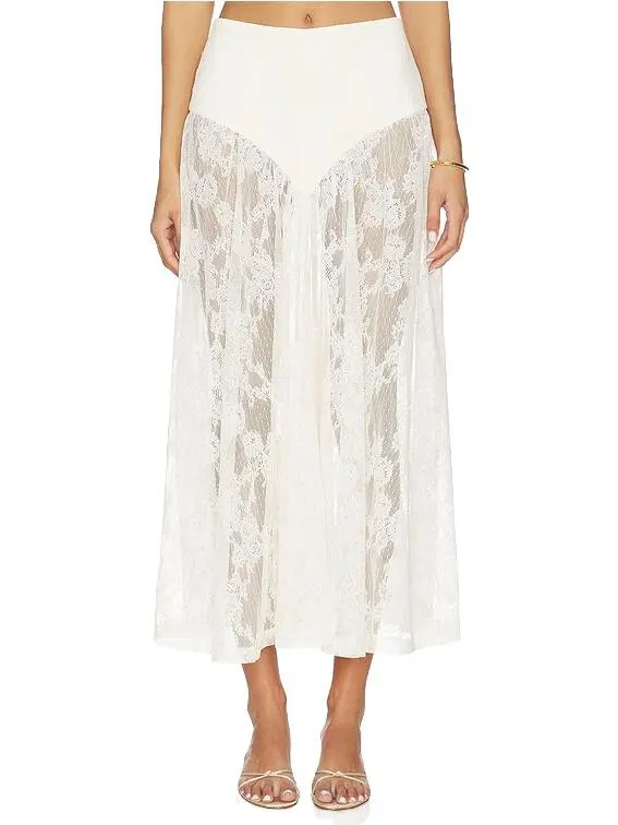 Bardot Hildie High-waisted Midi Skirt - Light Beige