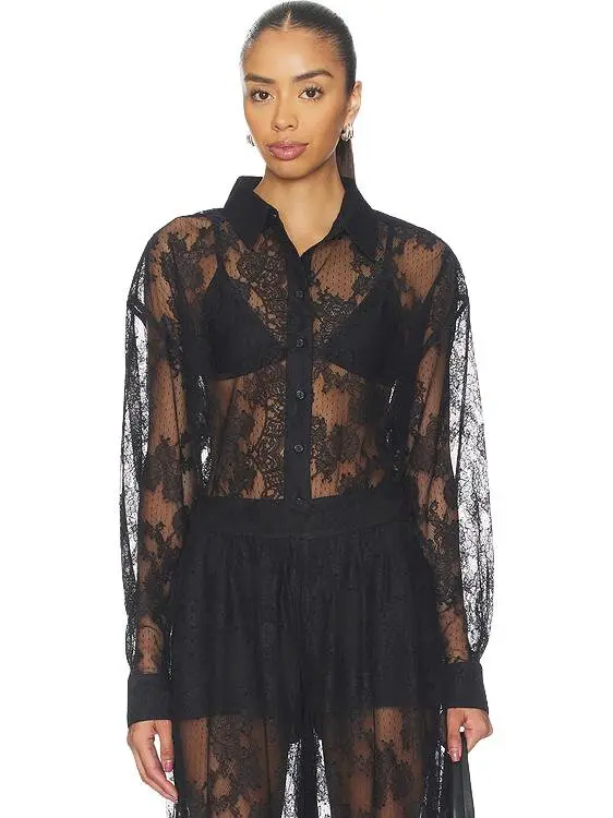 Bardot Aleida Oversized Lace Shirt - Black