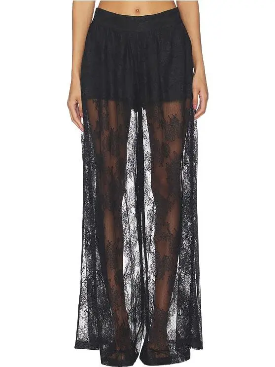 Bardot Hildie Wide Leg Lace Pant - Black