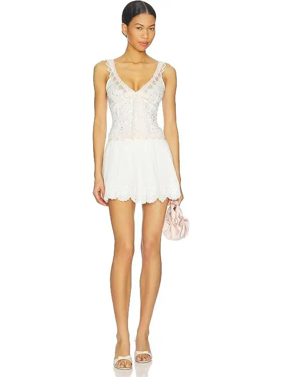 For Love & Lemons Locked Hearts Mini Dress - White