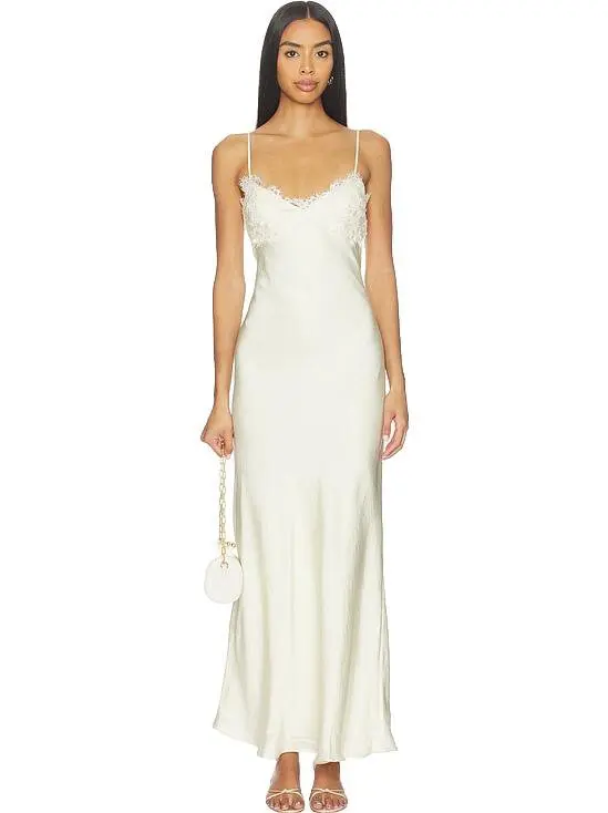Bardot Elisan Lace Satin Maxi Dress - Ivory