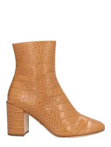 Rodo Leather Ankle Boots With Crocodile Print - Beige