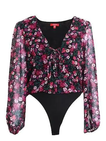 Guess Floral-print Bodysuit - Purple
