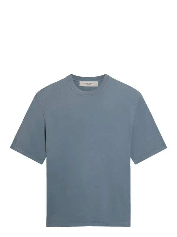 GOLDEN GOOSE Relaxed Fit T-shirt With Logo Patch - Sky Blue