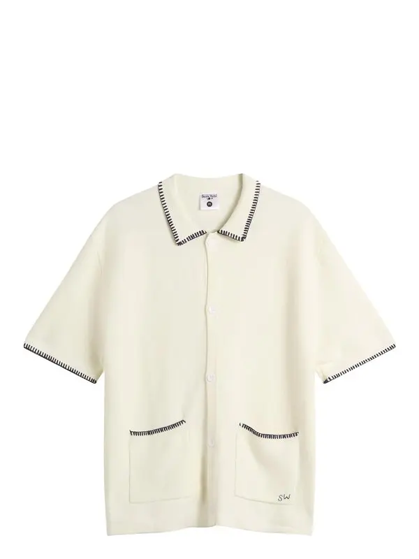 SERVICE WORKS Blanket Stitch Knit Polo - Off-white