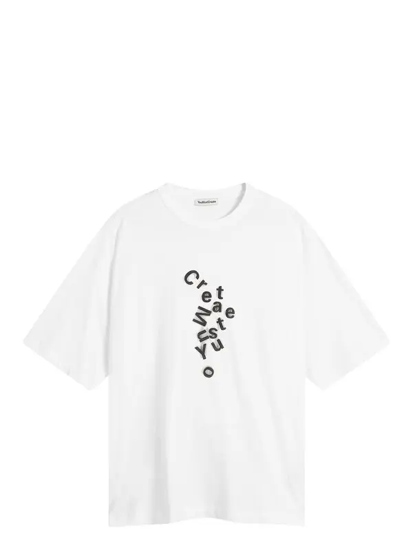 You Must Create Jumbled Logo Print Triple T Shirt - White
