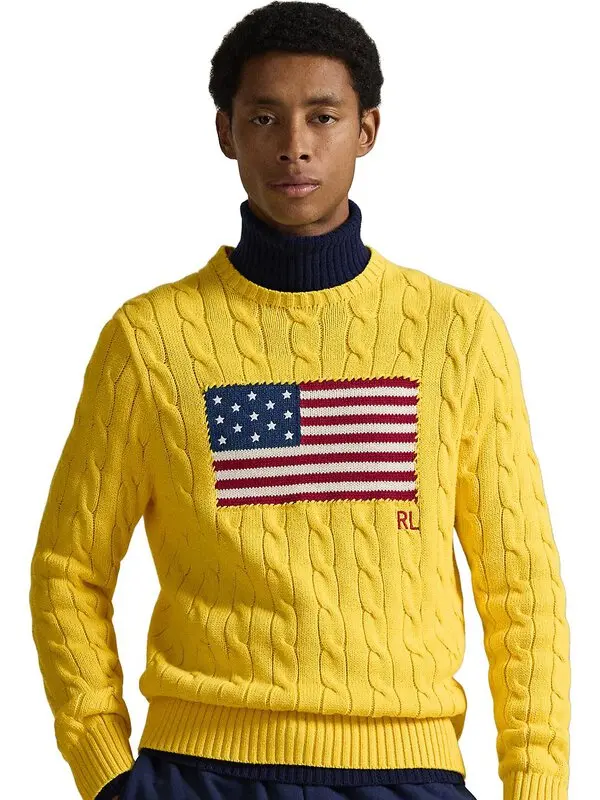 Ralph Lauren Cable-knit Flag Sweater - Lemon Crush
