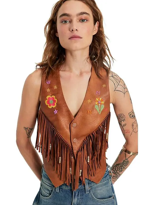 MOTHER The Free Spirit Fringe Vest - Brown