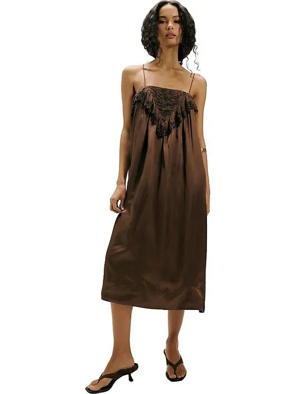 Free People Marquita Midi Dress - Pinecone