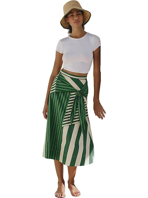 SIMONMILLER Vita Wrap Skirt - Green Stripe