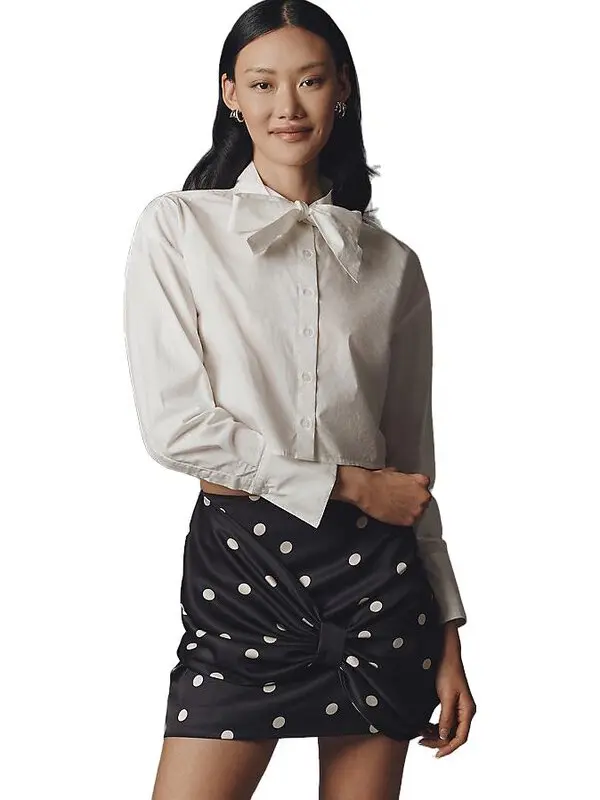 Walter Baker Monroe Bowed Buttondown Top - White
