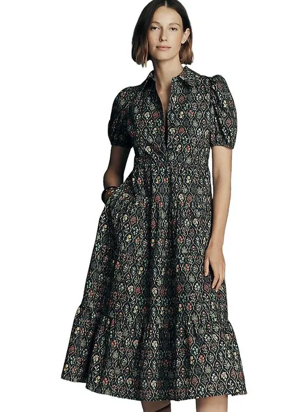 English Factory Floral Print Shirt Dress - Navy