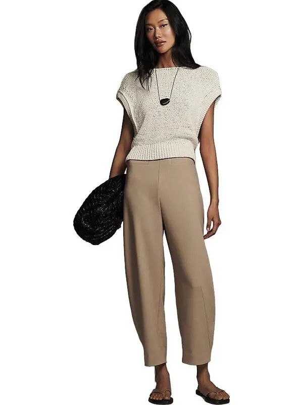Maeve Crop Curved Trousers - Heather Camel