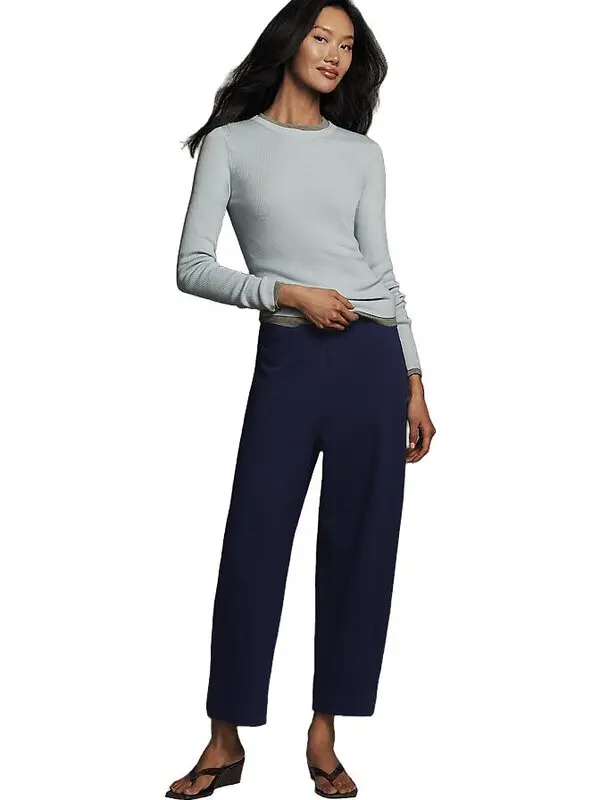 Maeve Crop Curved Trousers Pants - Nightfall