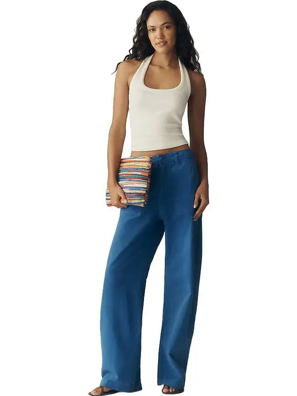 PISTOLA Wren Relaxed High-rise Wide-leg Cargo Pants - Blue