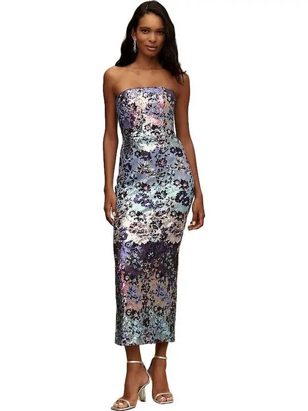 HELSI Leslie Strapless Midi Dress - Blue Pattern