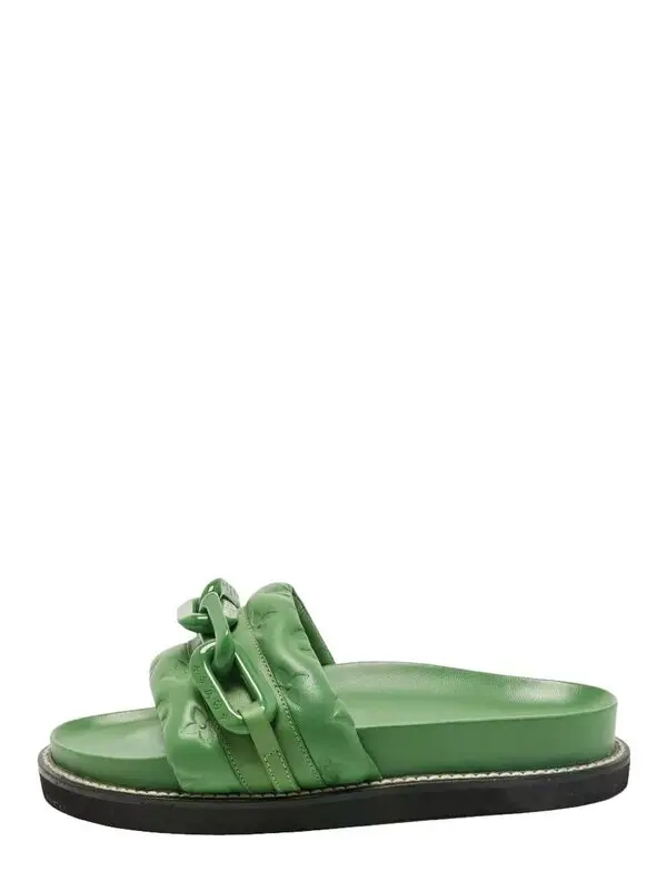 LOUIS VUITTON Chain Leather Sandals - Green