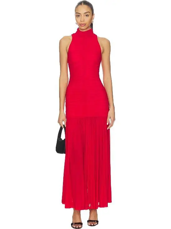 Bardot Orlana Mesh Maxi Dress - Red