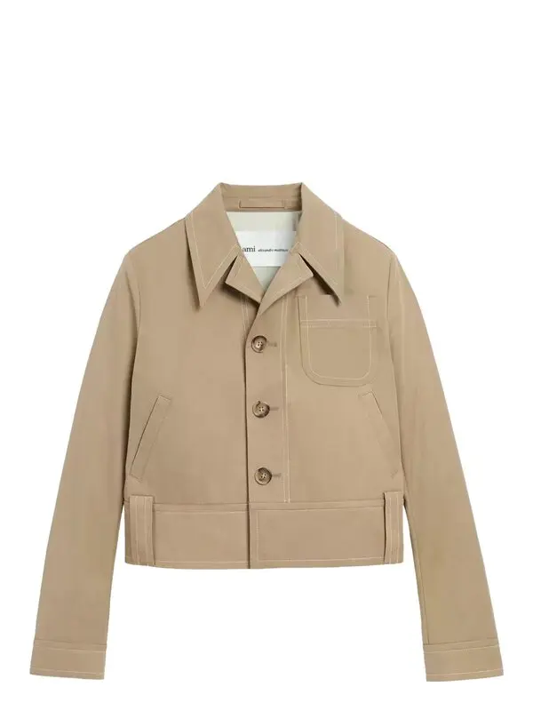Ami Buttoned Cropped Jacket - Neutrals