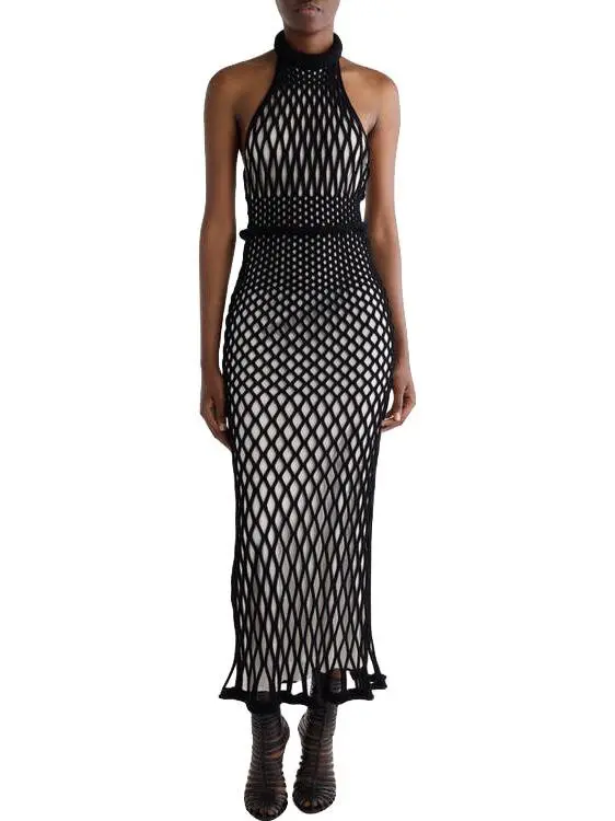 Givenchy Mesh Halter Neck Dress - Black/ivory