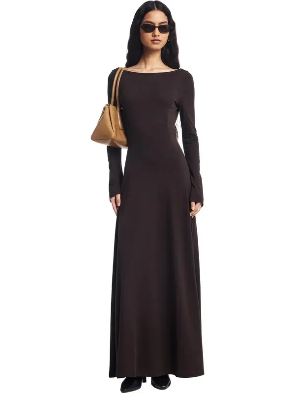 NINETY PERCENT Roxie Scoop Back Maxi Dress - Bitter Chocolate