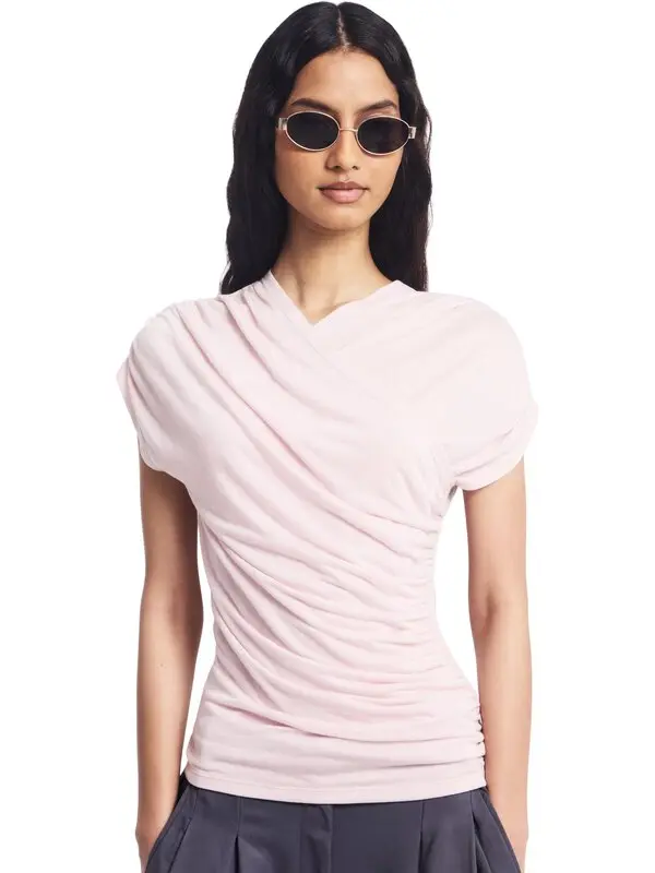 NINETY PERCENT Indie Off Shoulder Wrap Top - Dusk Pink