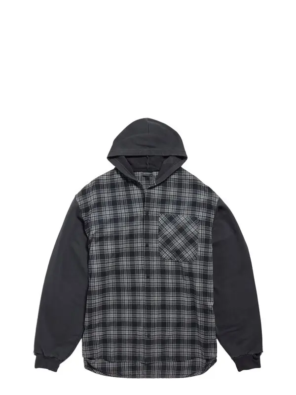 Balenciaga Hooded Hybrid Shirt - Grey & Silver