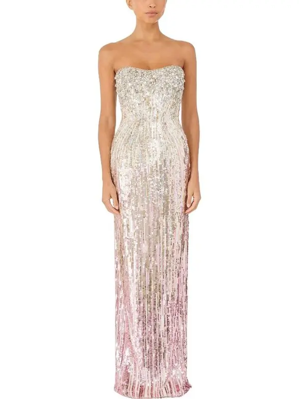 Jenny Packham Cesonia Embellished Strapless Maxi Dress - Sugar
