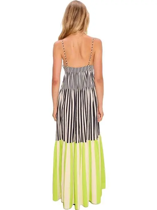 SIMONMILLER Romi Poplin Maxi Dress - Black/cream/lime Multi