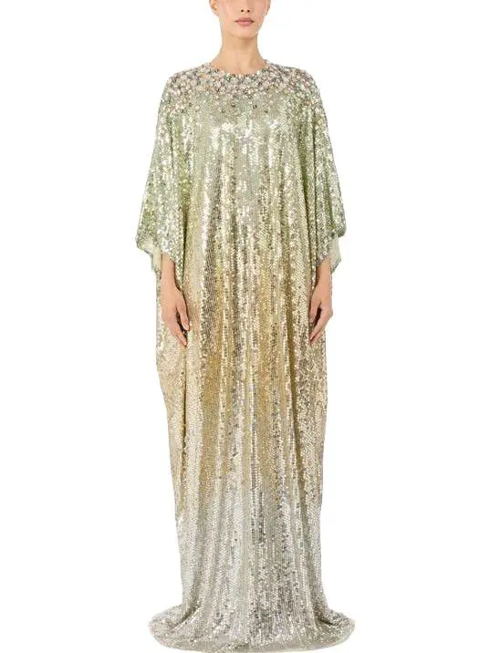 Jenny Packham Fontaine Sequin-embellished Maxi Dress - Marmo Green